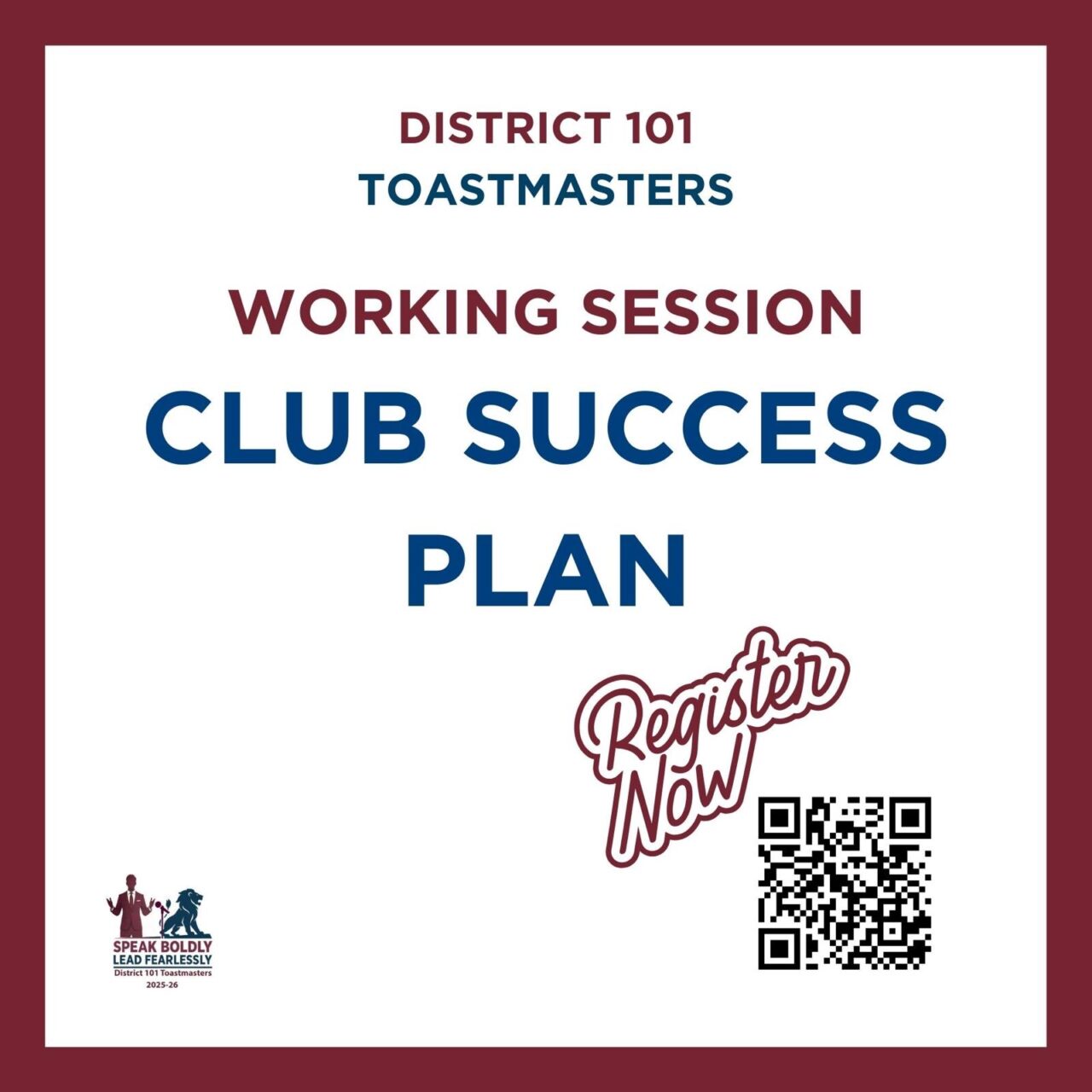 Club Success Plan Working Sessions | District 101 Toastmasters